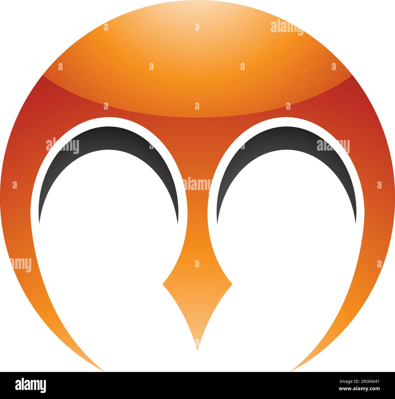 Orange and Black Glossy Round Letter M Icon with Pointy Tips on a White ...