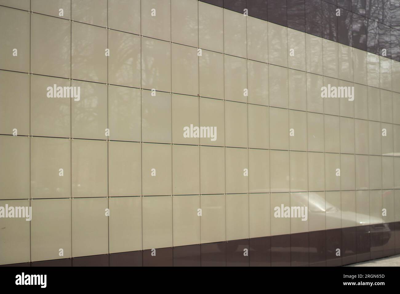 Wall of building. Modern of house. Beige tiles. House cladding Stock ...