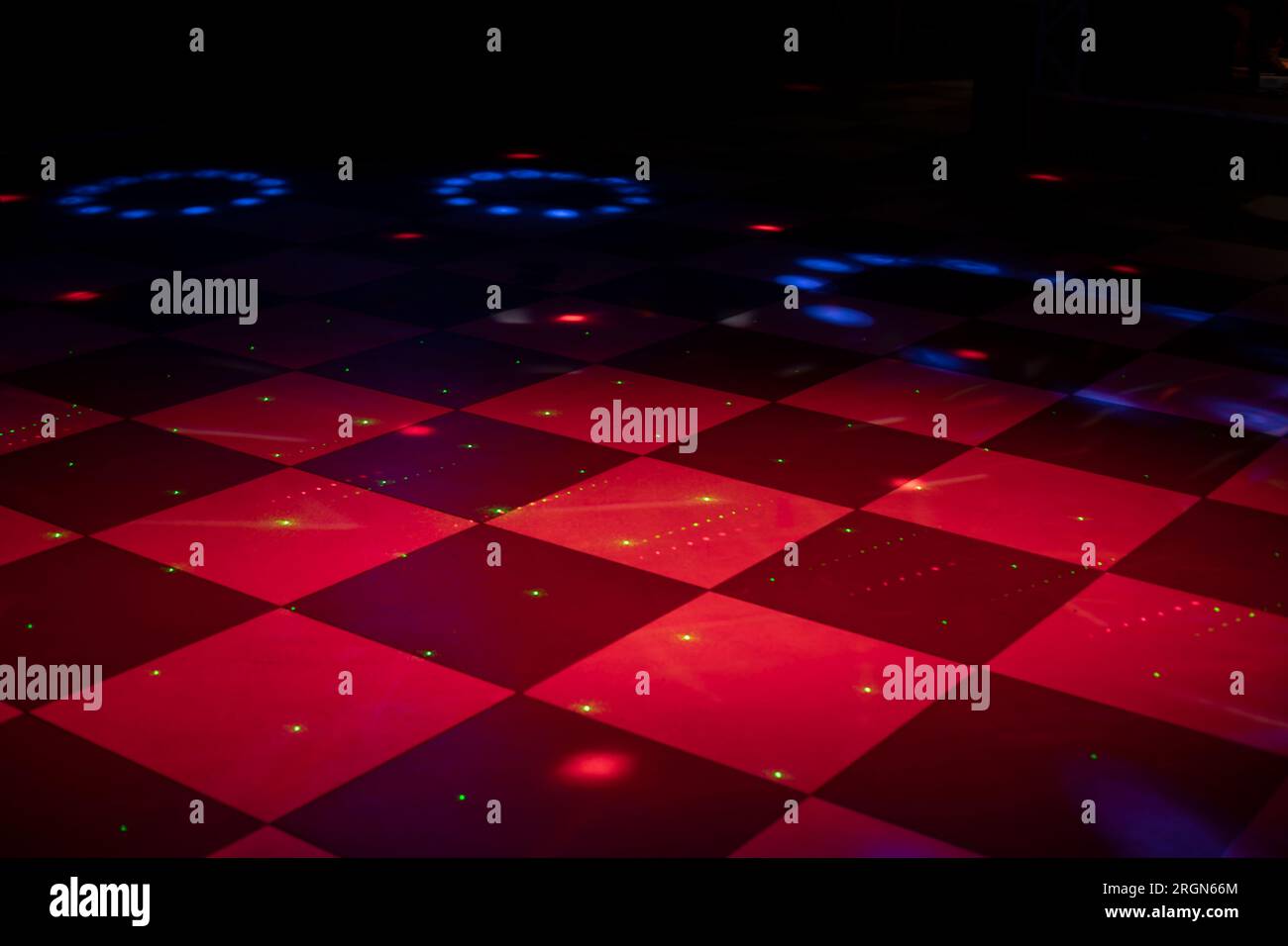 Floor in cage. Floor for dancing. Color music in hall. Bar interior ...