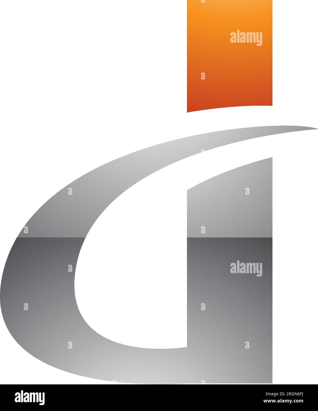 Orange and Grey Glossy Curvy Pointed Letter D Icon on a White ...