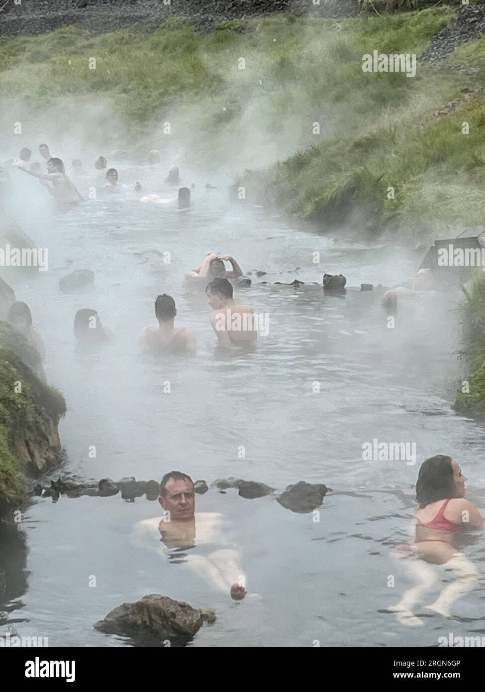 Reykjadalur Valley Hot Spring Thermal River. Hverager, Iceland Stock ...