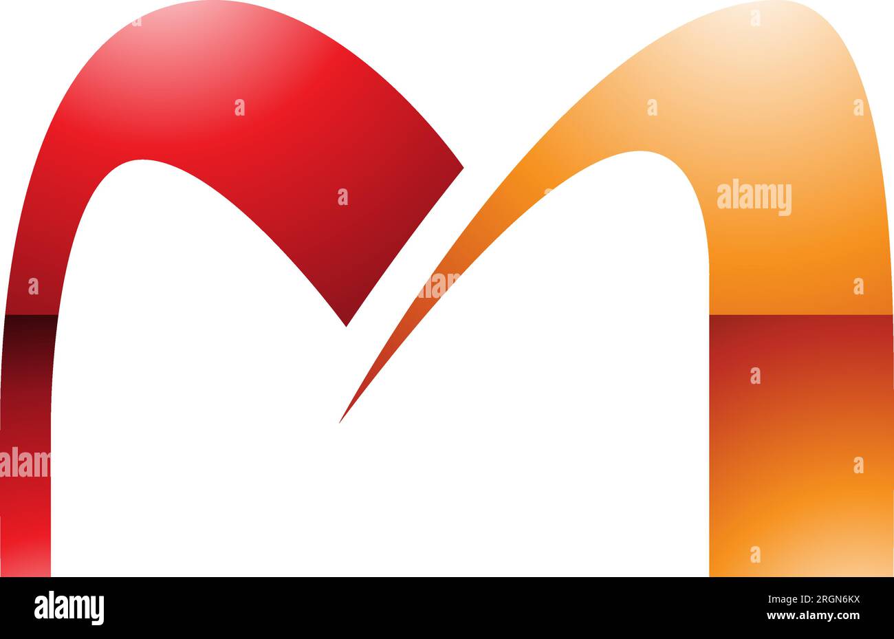 Orange and Red Glossy Arch Shaped Letter M Icon on a White Background ...