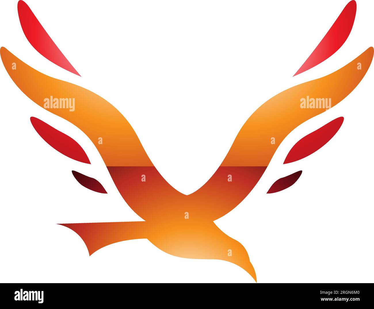 Orange and Red Glossy Bird Shaped Letter V Icon on a White Background ...