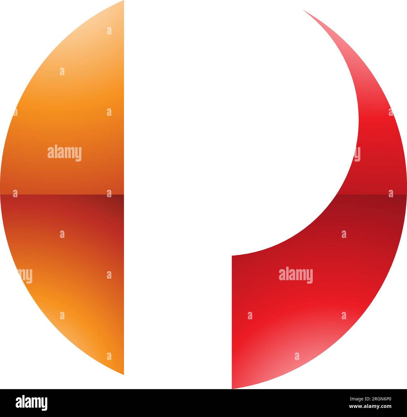 Orange and Red Glossy Circle Shaped Letter P Icon on a White Background ...