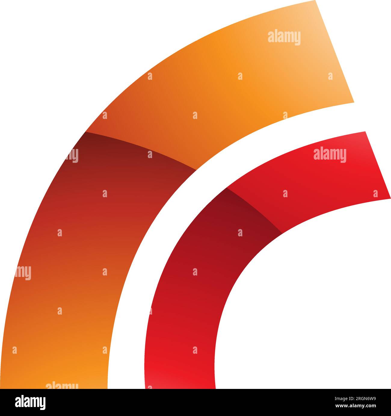 Orange and Red Glossy Arc Shaped Letter R Icon on a White Background ...
