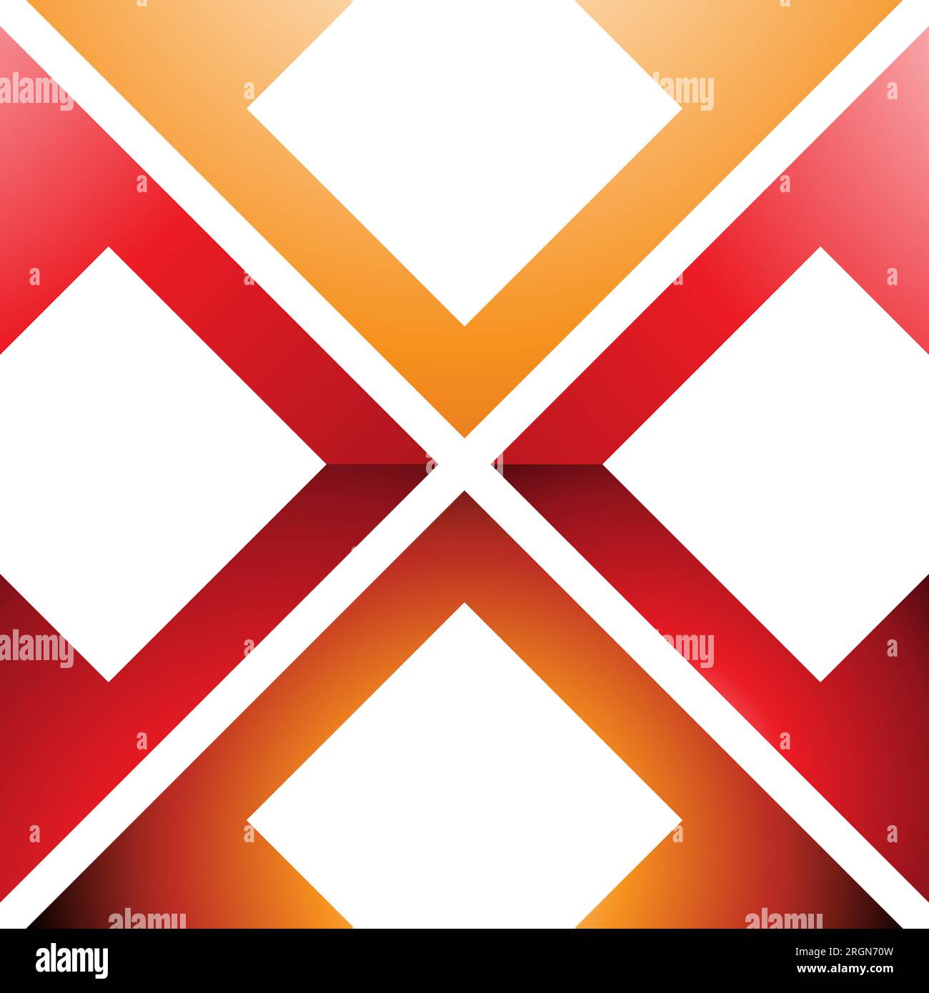 Orange and Red Glossy Arrow Square Shaped Letter X Icon on a White ...