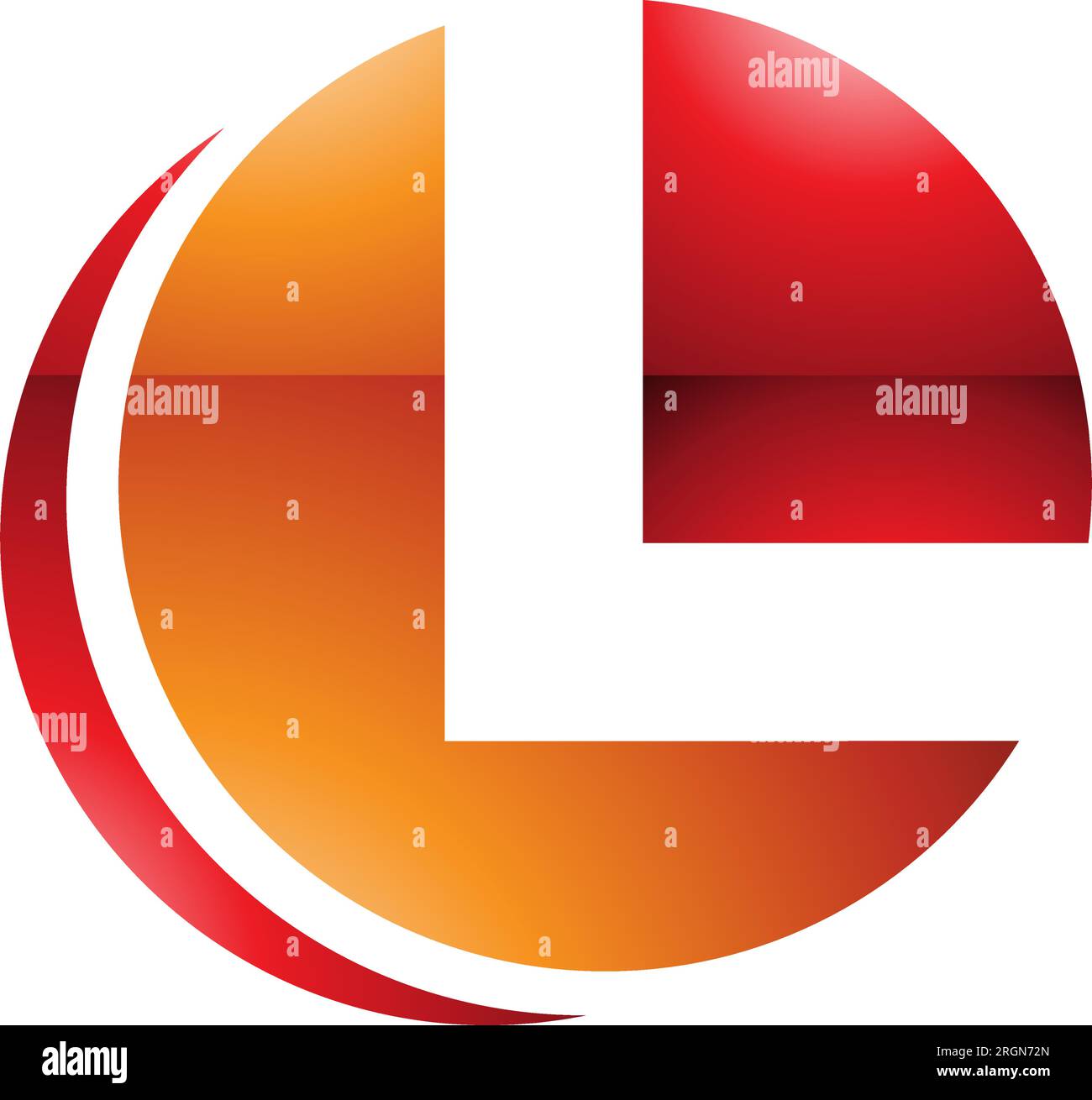 Orange and Red Glossy Circle Shaped Letter L Icon on a White Background ...