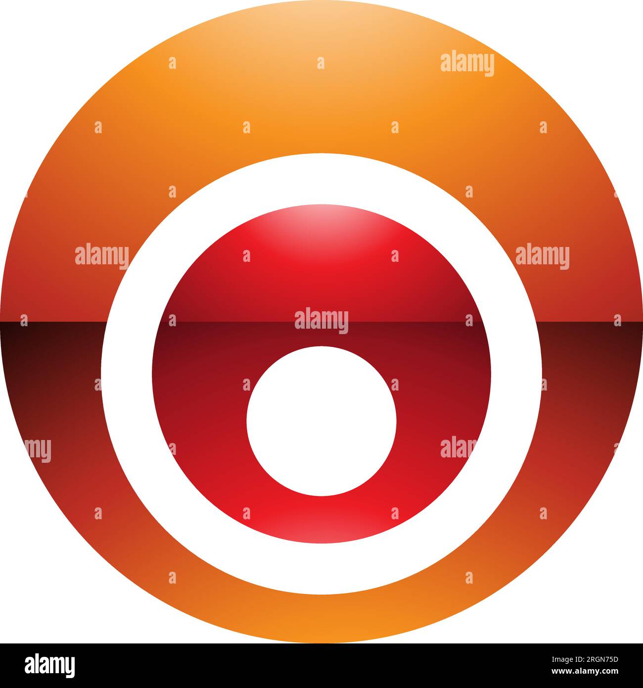 Orange and Red Glossy Letter O Icon with Nested Circles on a White ...