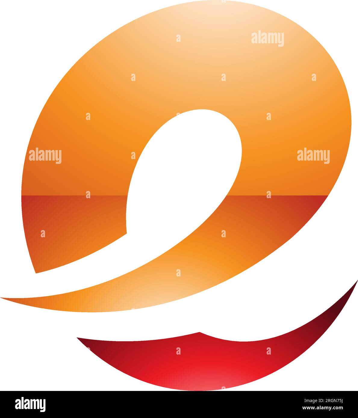 Orange and Red Glossy Lowercase Letter E Icon with Soft Spiky Curves on ...
