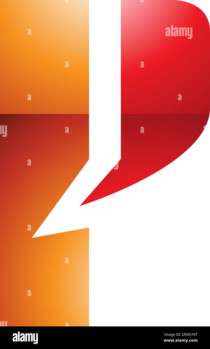Orange and Red Glossy Letter P Icon with a Bold Rectangle on a White Background Stock Vector ...