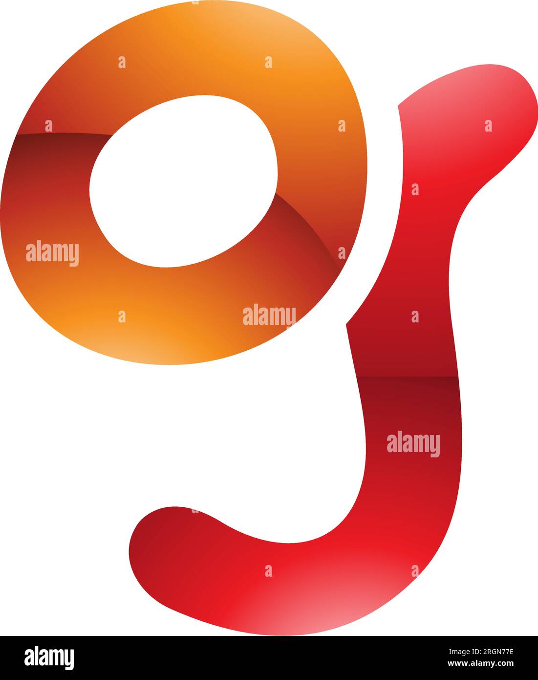 Orange and Red Glossy Letter G Icon with Soft Round Lines on a White ...