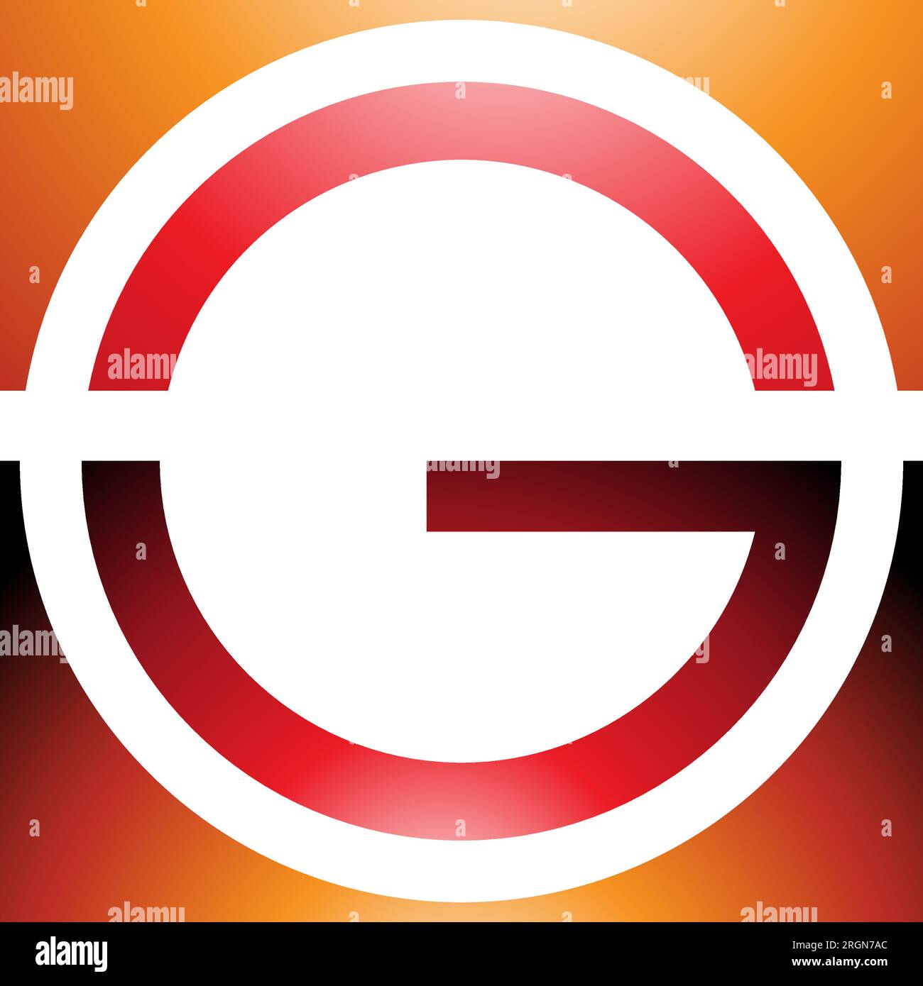 Orange and Red Glossy Round and Square Letter G Icon on a White ...