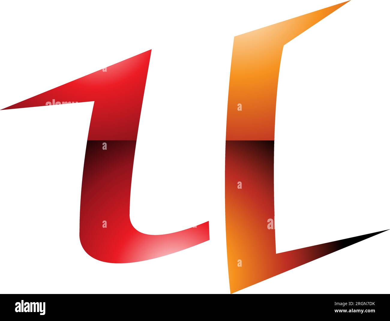 Orange and Red Glossy Spiky Shaped Letter U Icon on a White Background ...
