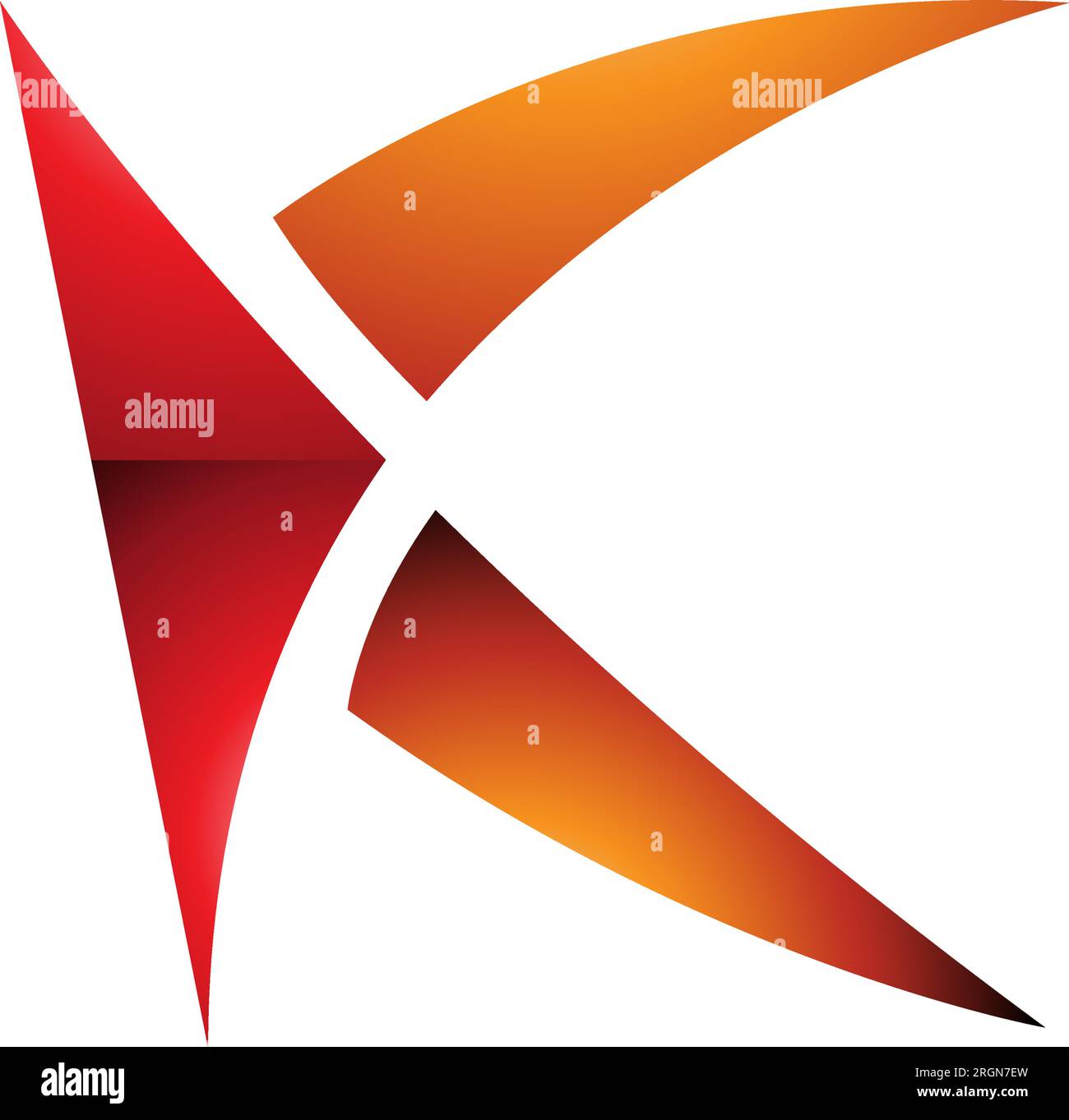 Orange and Red Glossy Spiky Letter K Icon on a White Background Stock ...