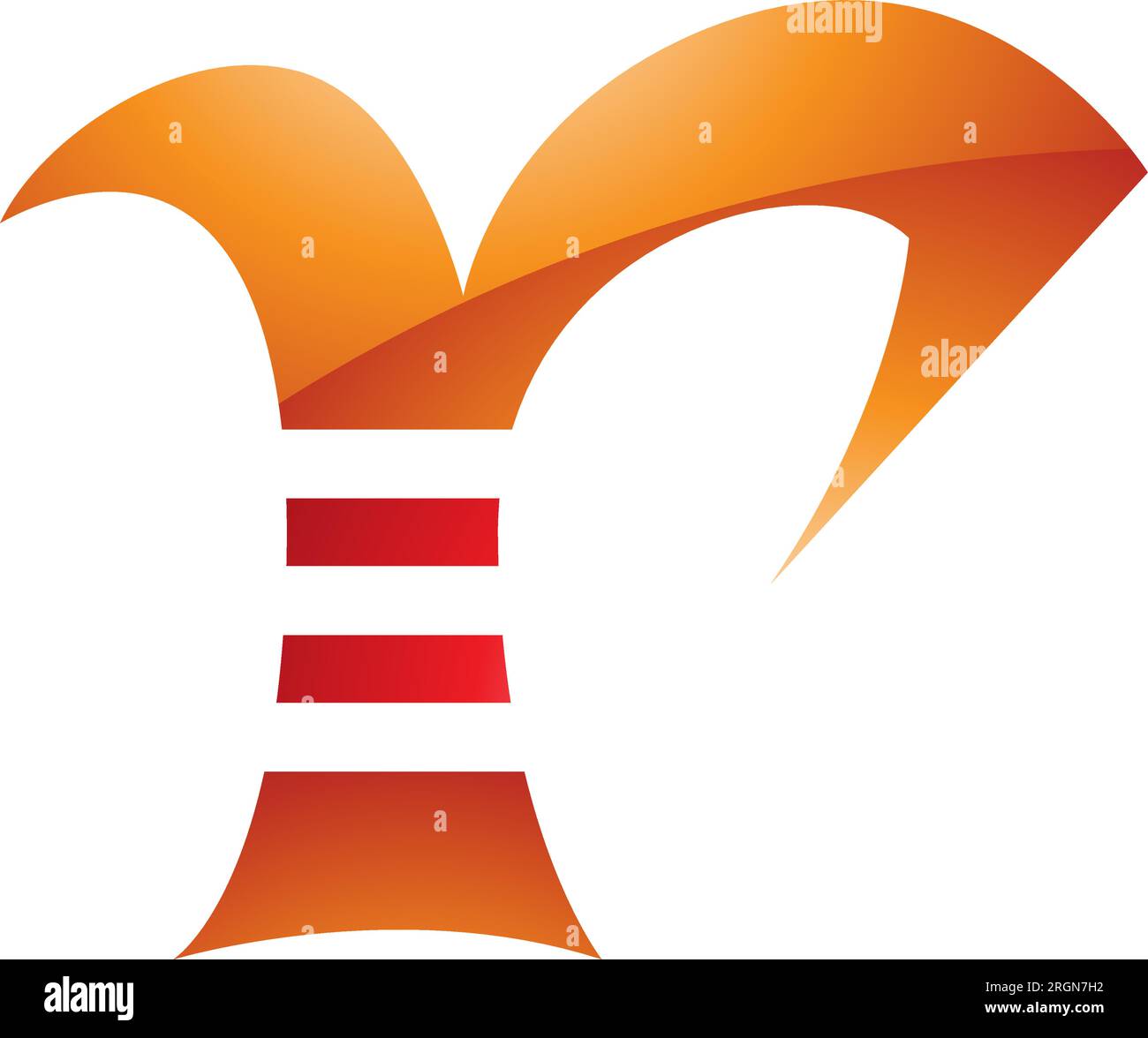 Orange and Red Glossy Striped Letter R Icon on a White Background Stock ...