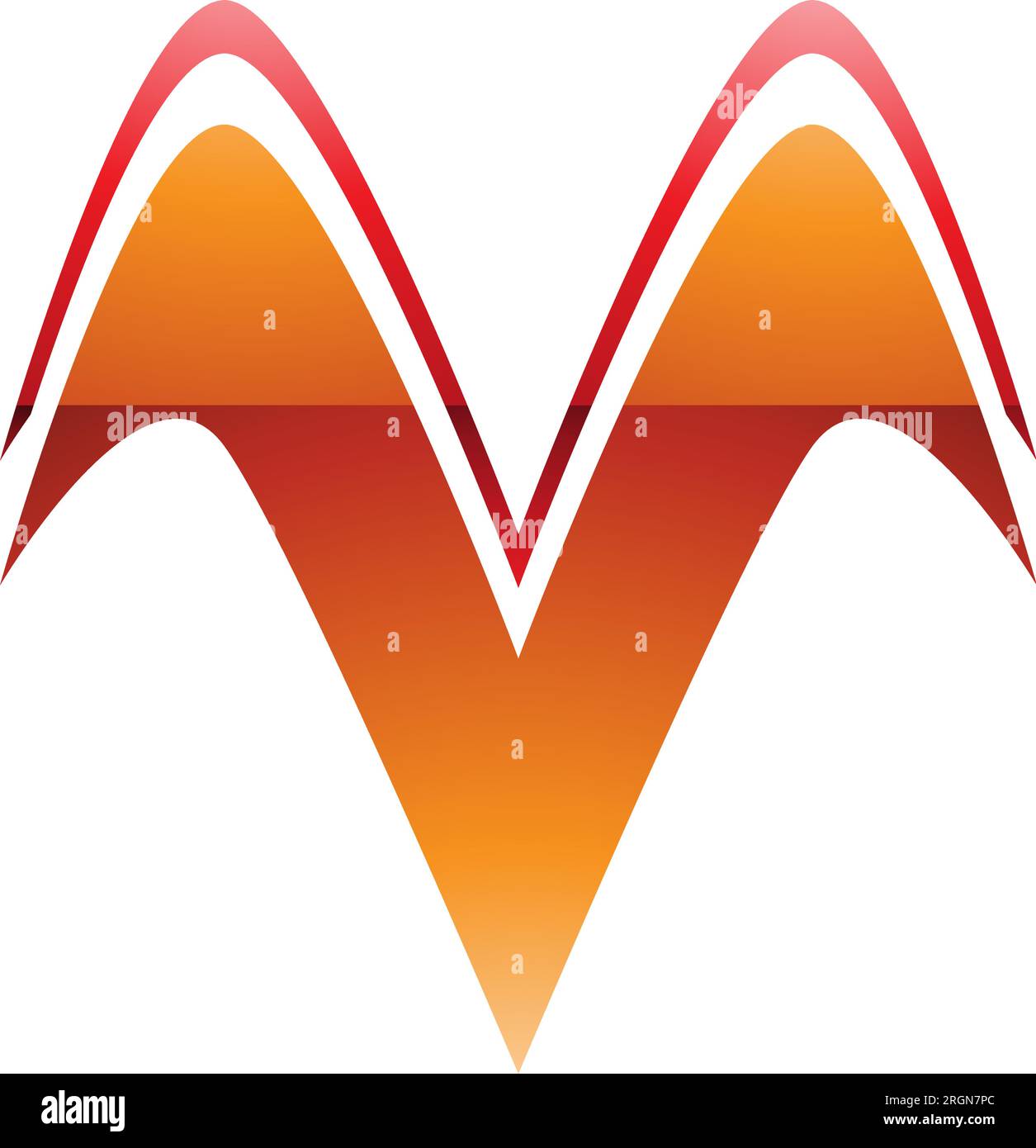 Orange and Red Glossy Wing Shaped Letter V Icon on a White Background ...