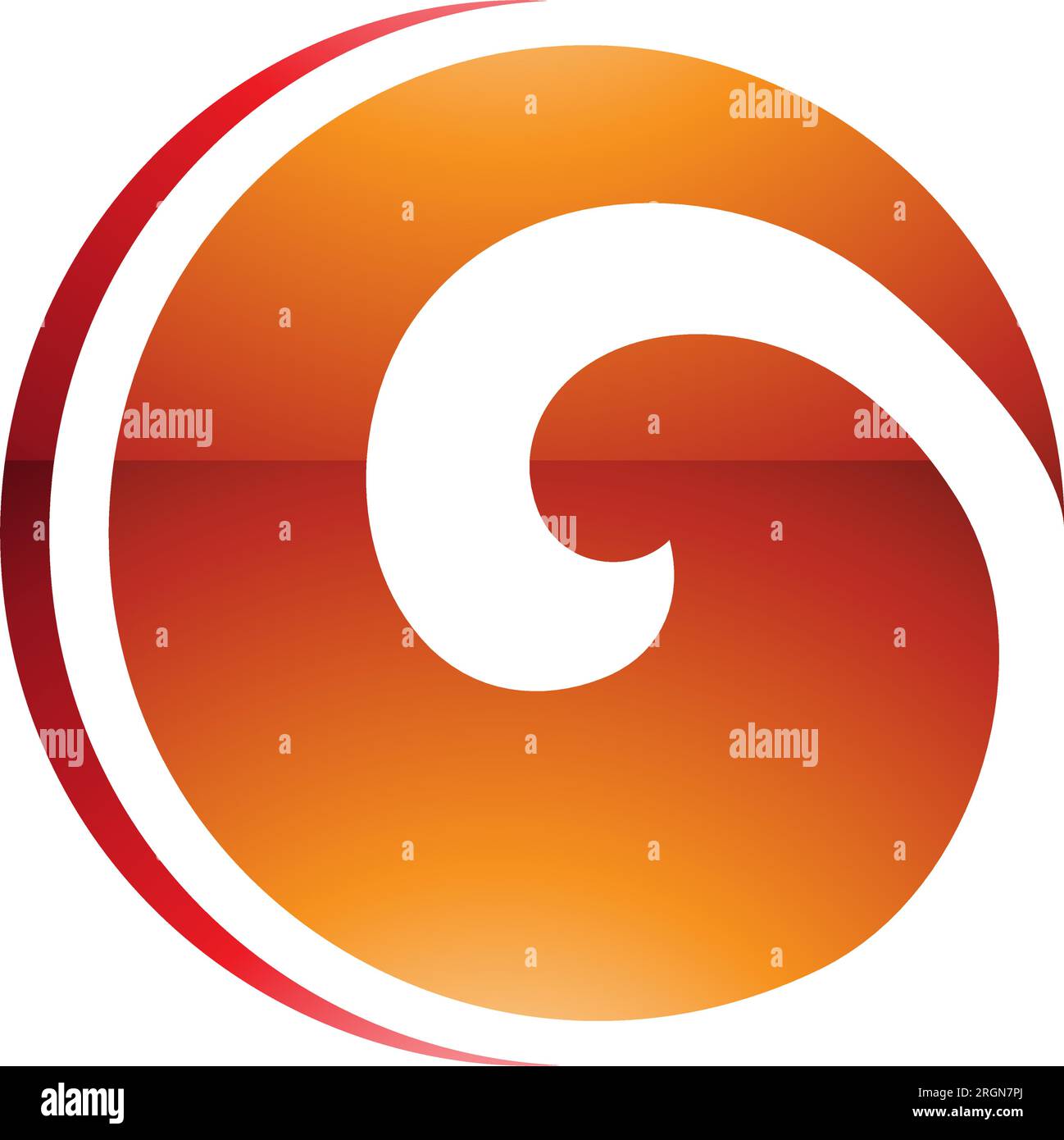Orange and Red Glossy Whirl Shaped Letter O Icon on a White Background ...