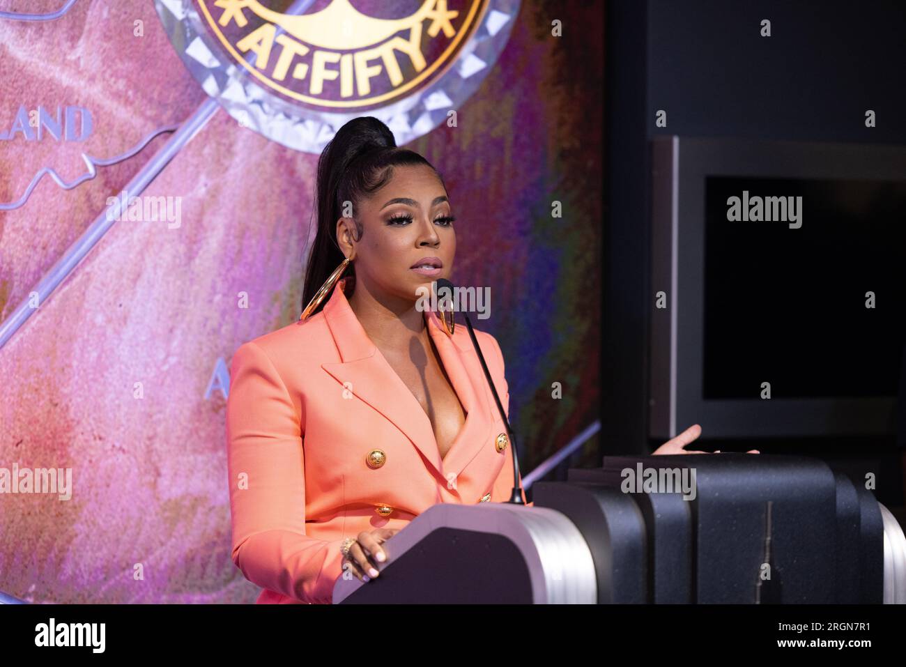 Ashanti lights up the Empire State Building during a recording of Hip ...