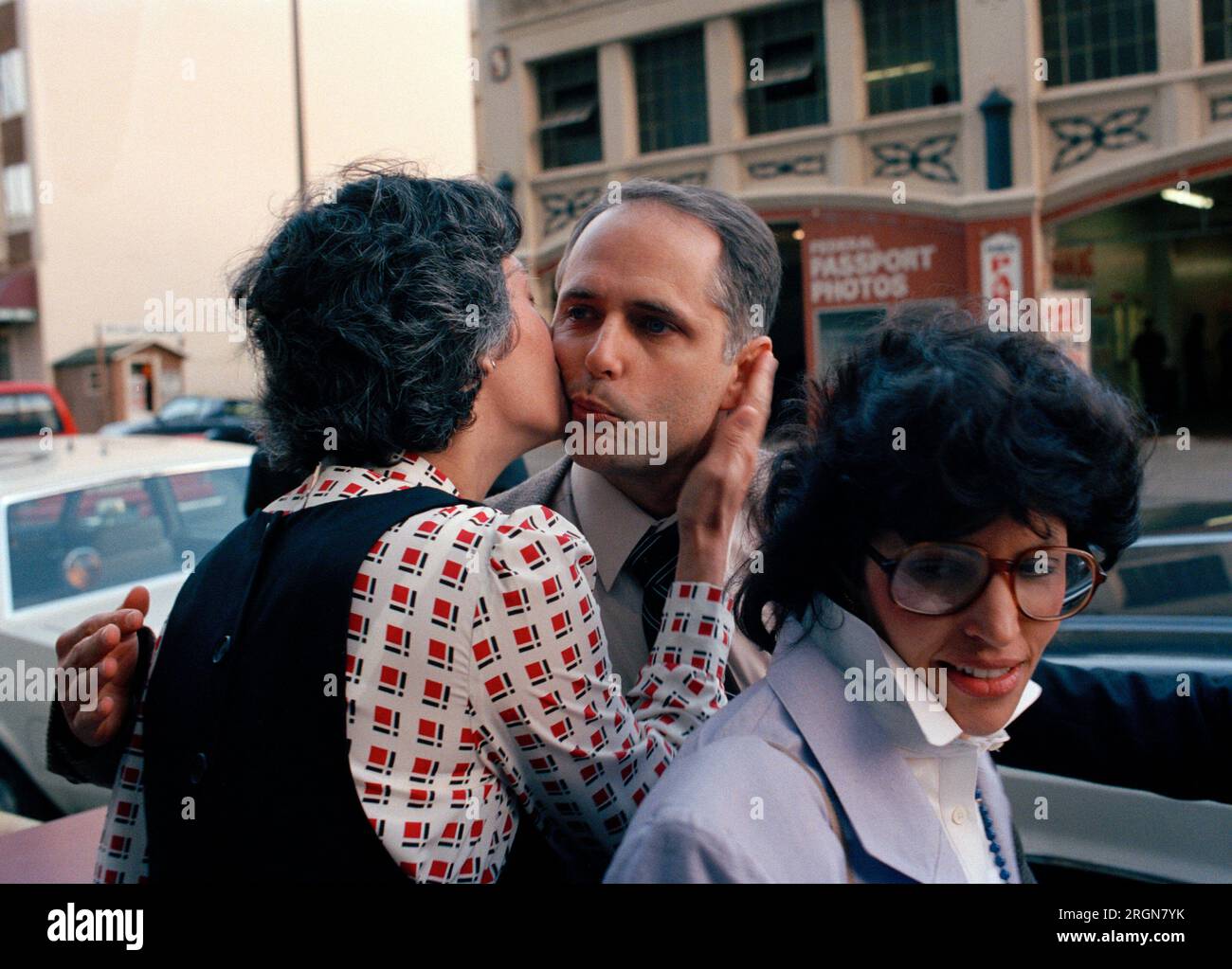 Former Peoples Temple cult member Larry Layton is kissed by an ...