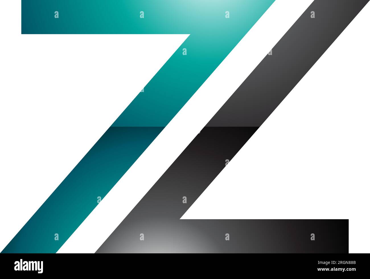 Persian Green and Black Glossy Number 7 Shaped Letter Z Icon on a White ...
