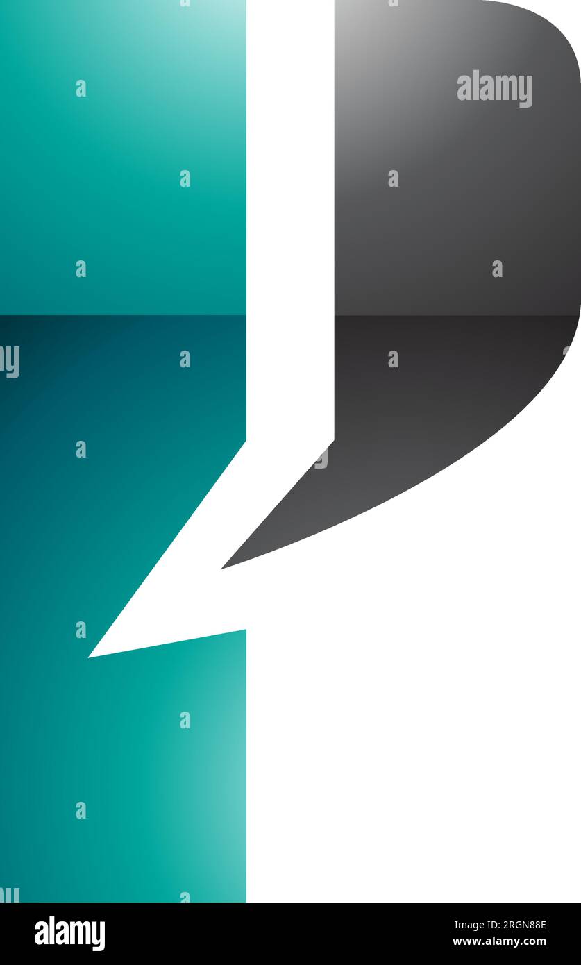 Persian Green and Black Glossy Letter P Icon with a Bold Rectangle on a ...