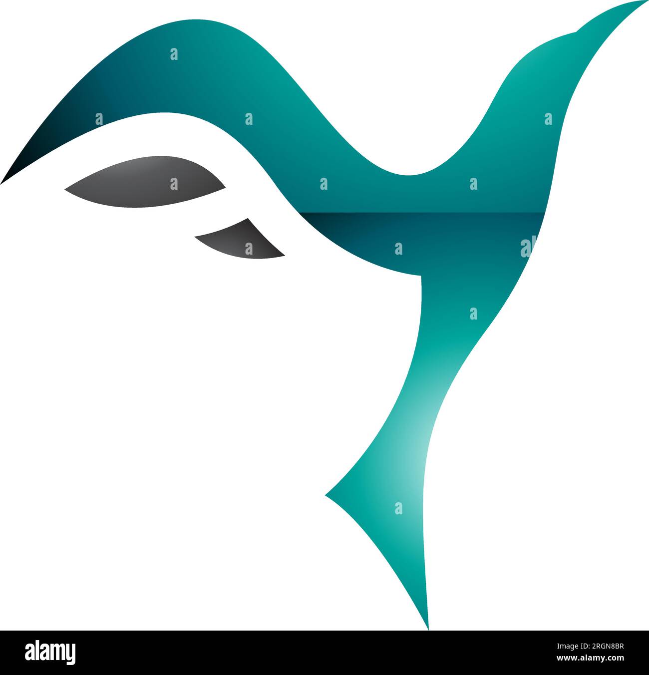 Persian Green and Black Glossy Rising Bird Shaped Letter Y Icon on a ...