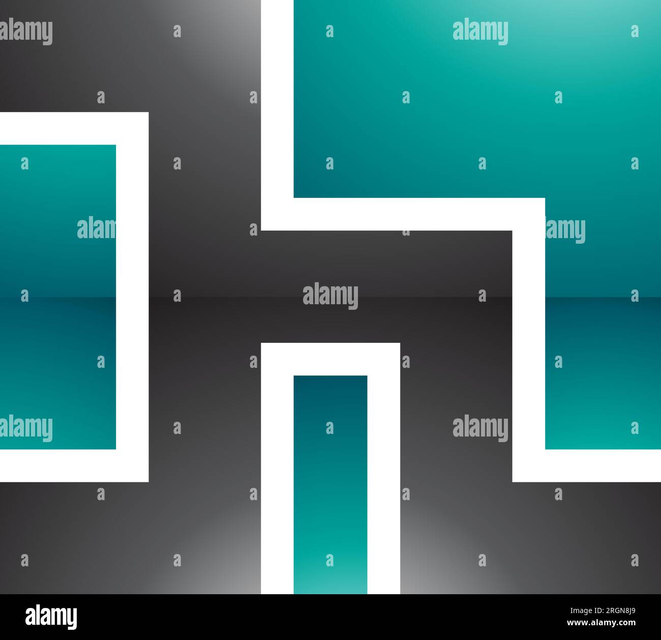 Persian Green and Black Square Shaped Glossy Letter H Icon on a White ...