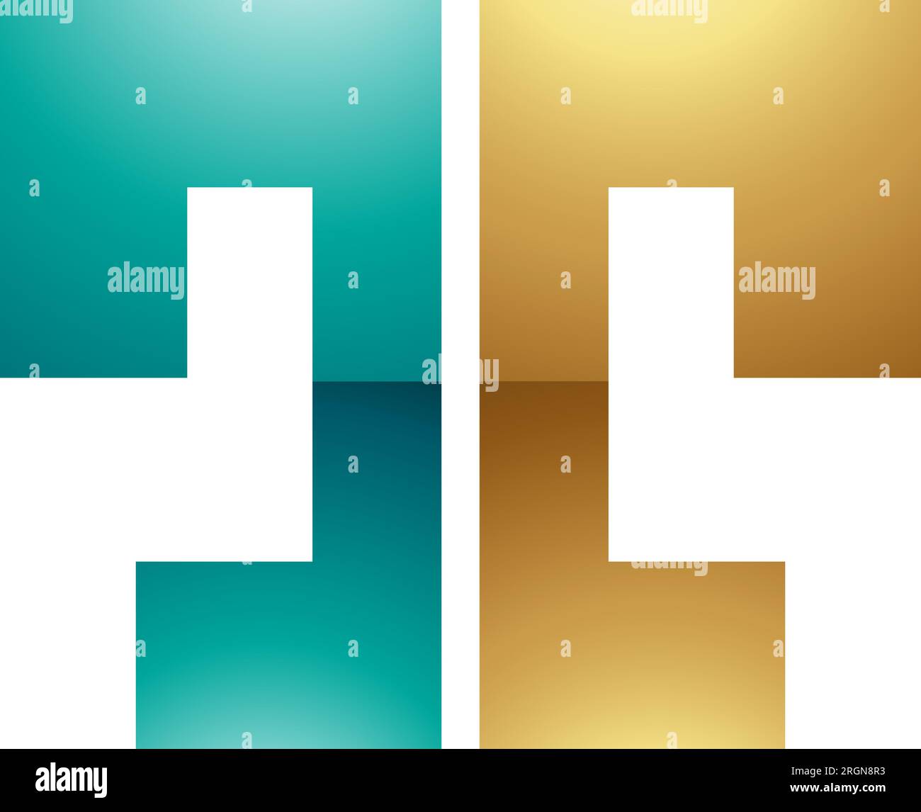 Persian Green and Gold Glossy Bold Split Shaped Letter T Icon on a ...