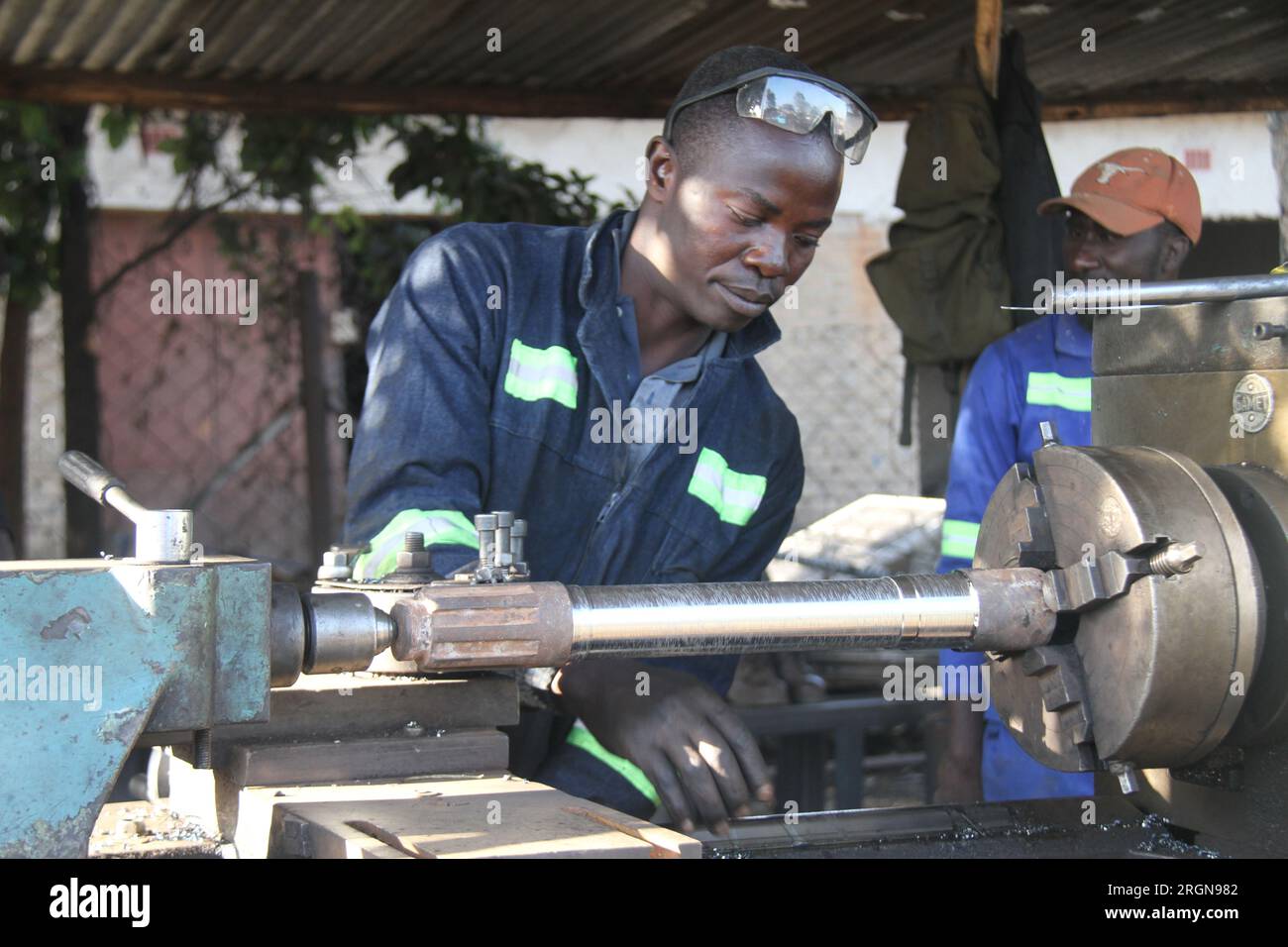 Harare, Zimbabwe. 8th Aug, 2023. An engineer works at his business ...