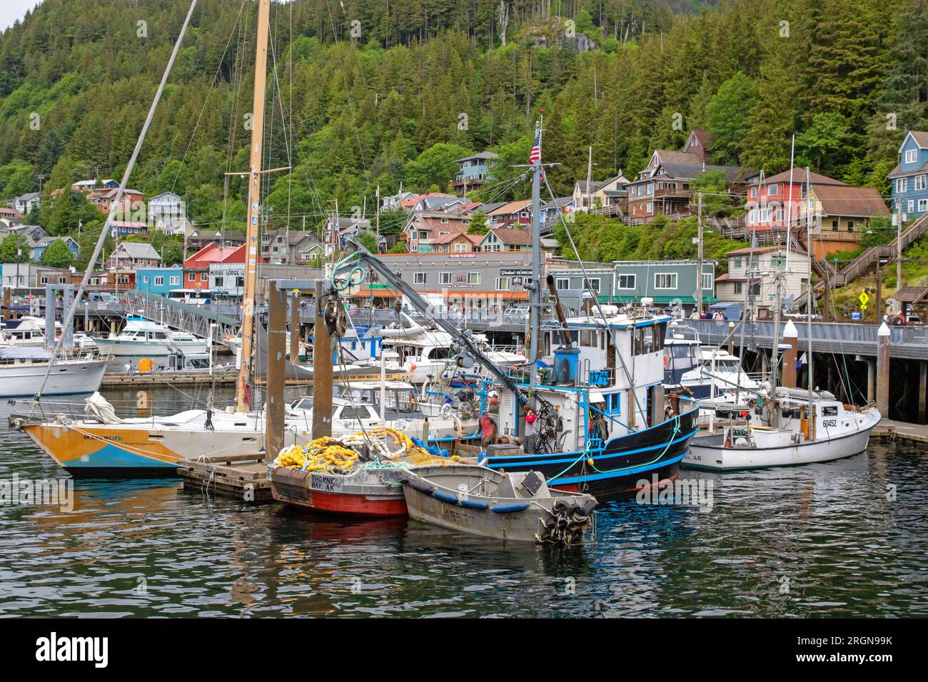 Fishing boat and yachts in dock at Ketchikan Stock Photo - Alamy