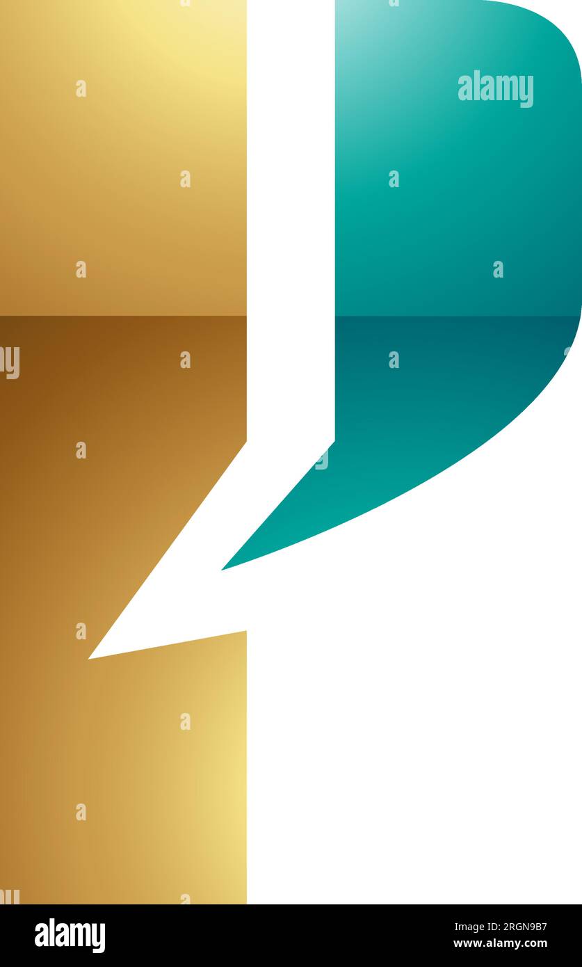 Persian Green and Gold Glossy Letter P Icon with a Bold Rectangle on a ...