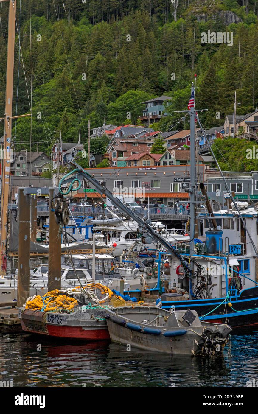 Fishing boat and yachts in dock at Ketchikan Stock Photo - Alamy