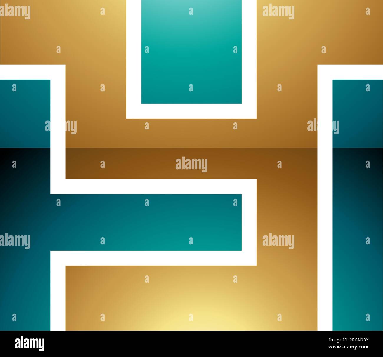 Persian Green and Gold Glossy Rectangle Shaped Letter Y Icon on a White ...