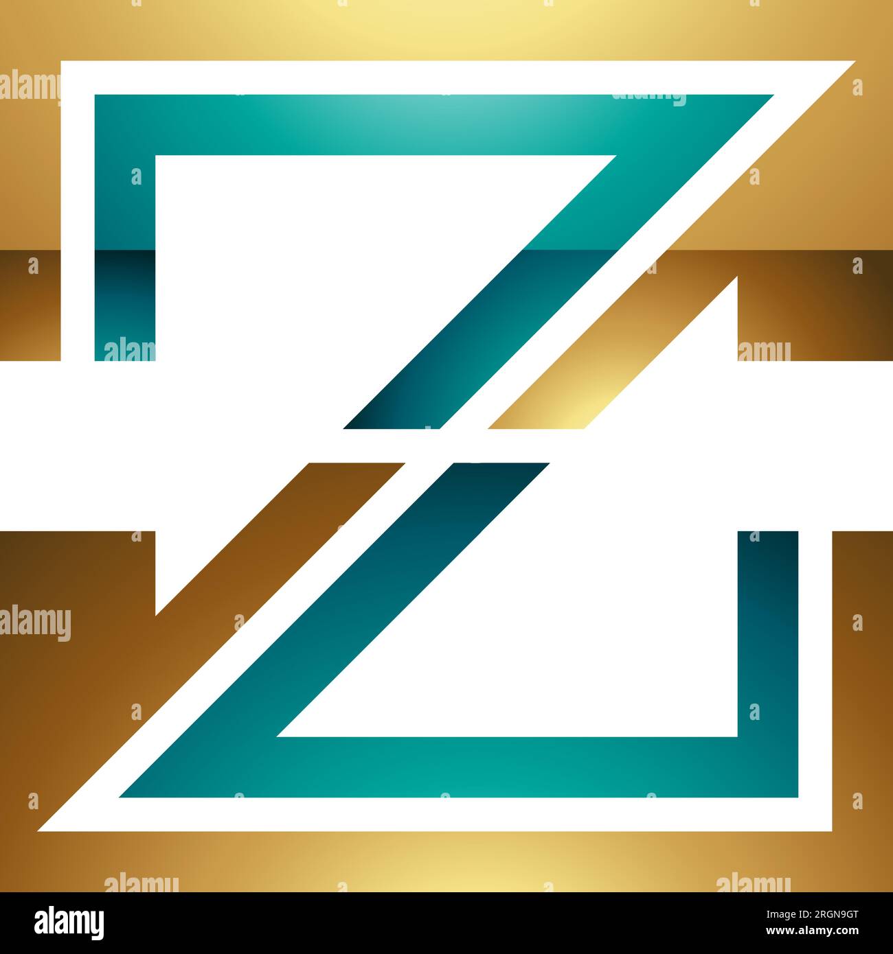 Persian Green and Gold Glossy Striped Shaped Letter Z Icon Stock Vector ...