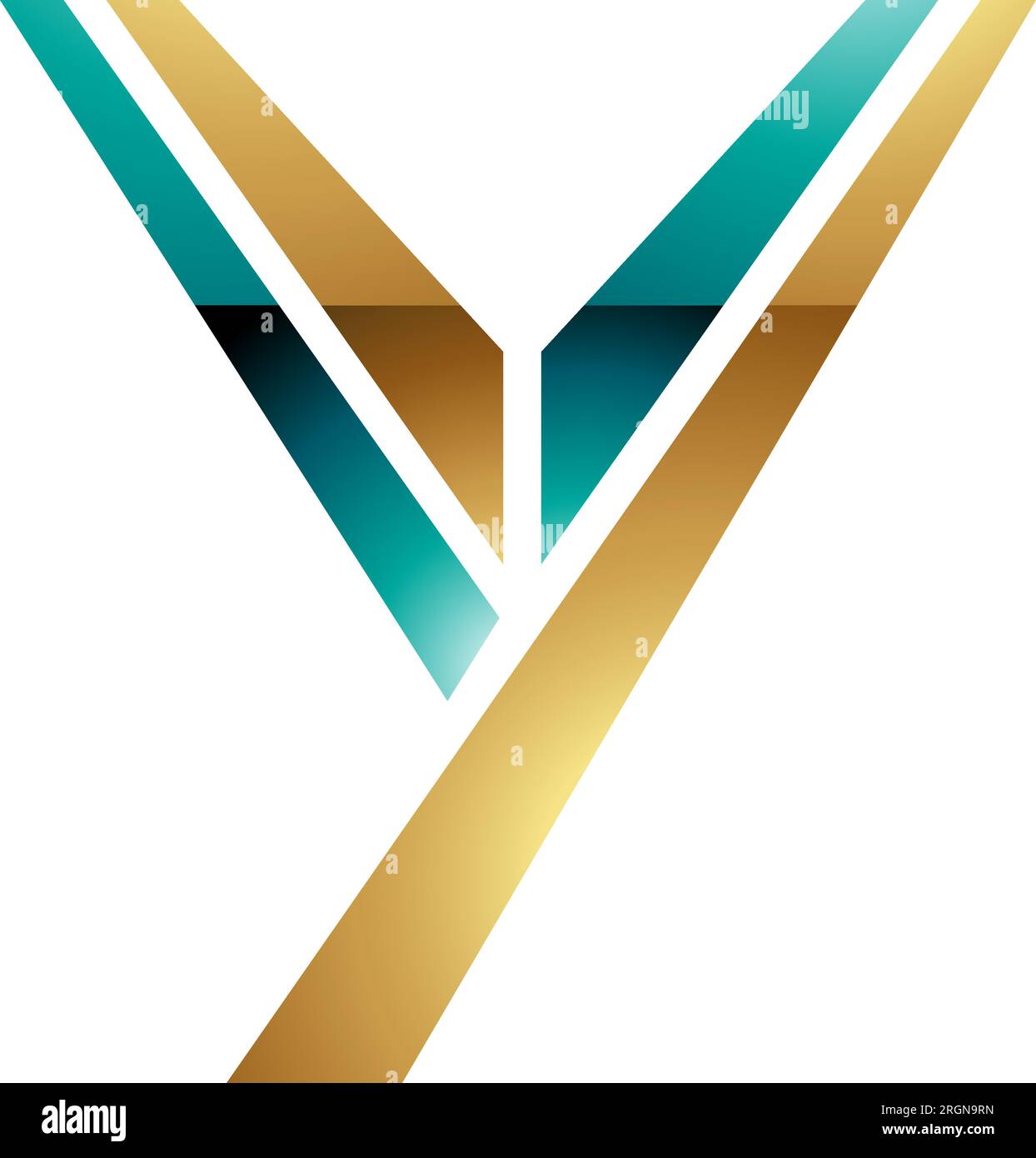 Persian Green and Gold Glossy Uppercase Letter Y Icon on a White ...