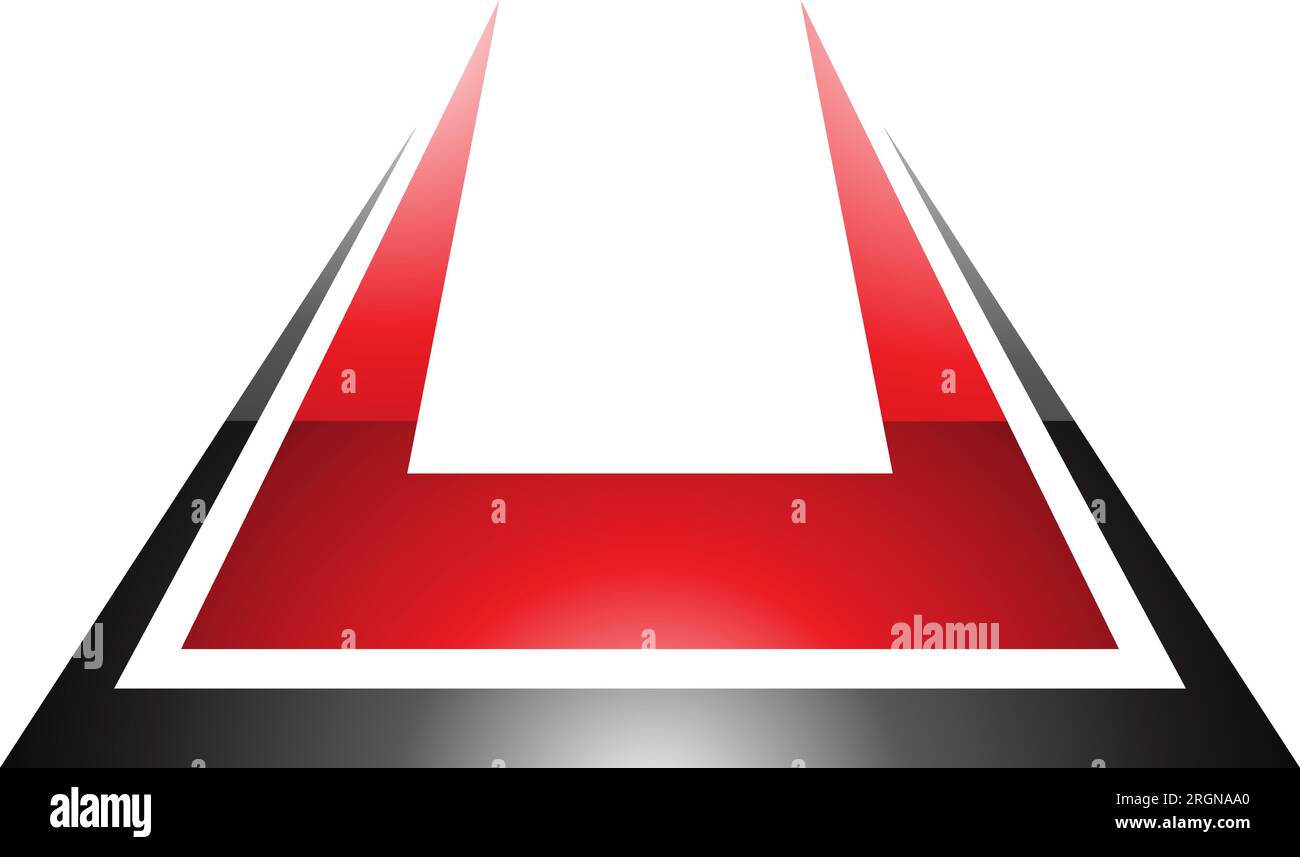 Red and Black Glossy Bold Spiky Shaped Letter U Icon on a White ...