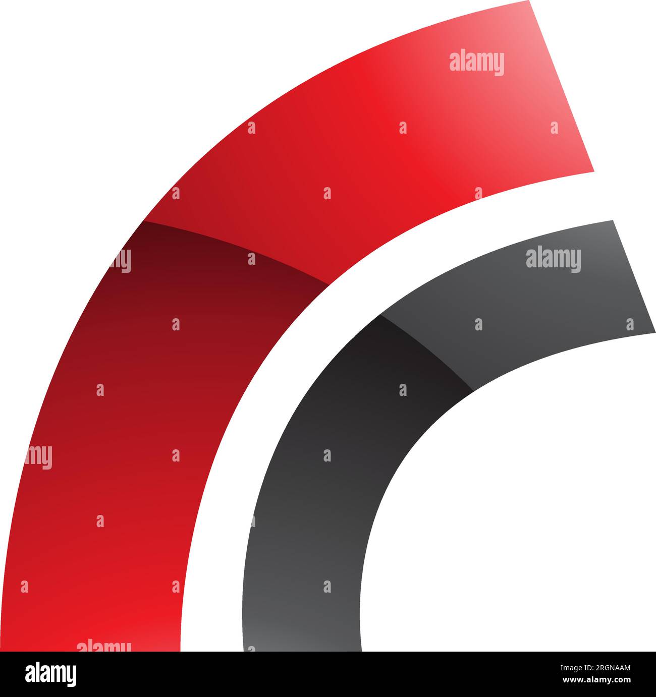 Red and Black Glossy Arc Shaped Letter R Icon on a White Background ...
