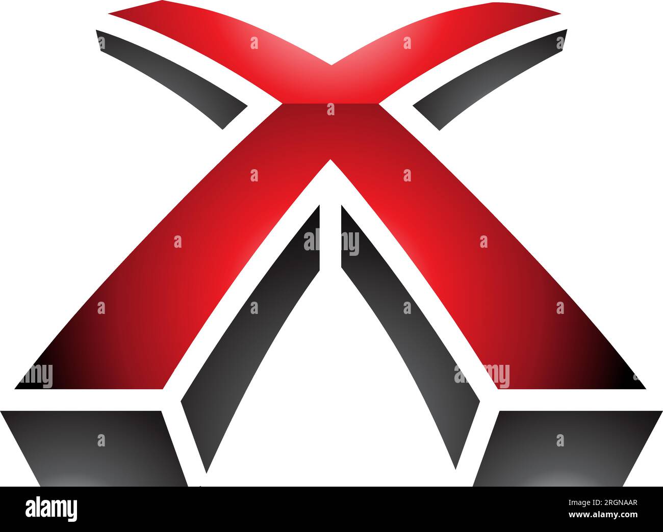 Red and Black Glossy 3d Shaped Letter X Icon on a White Background ...