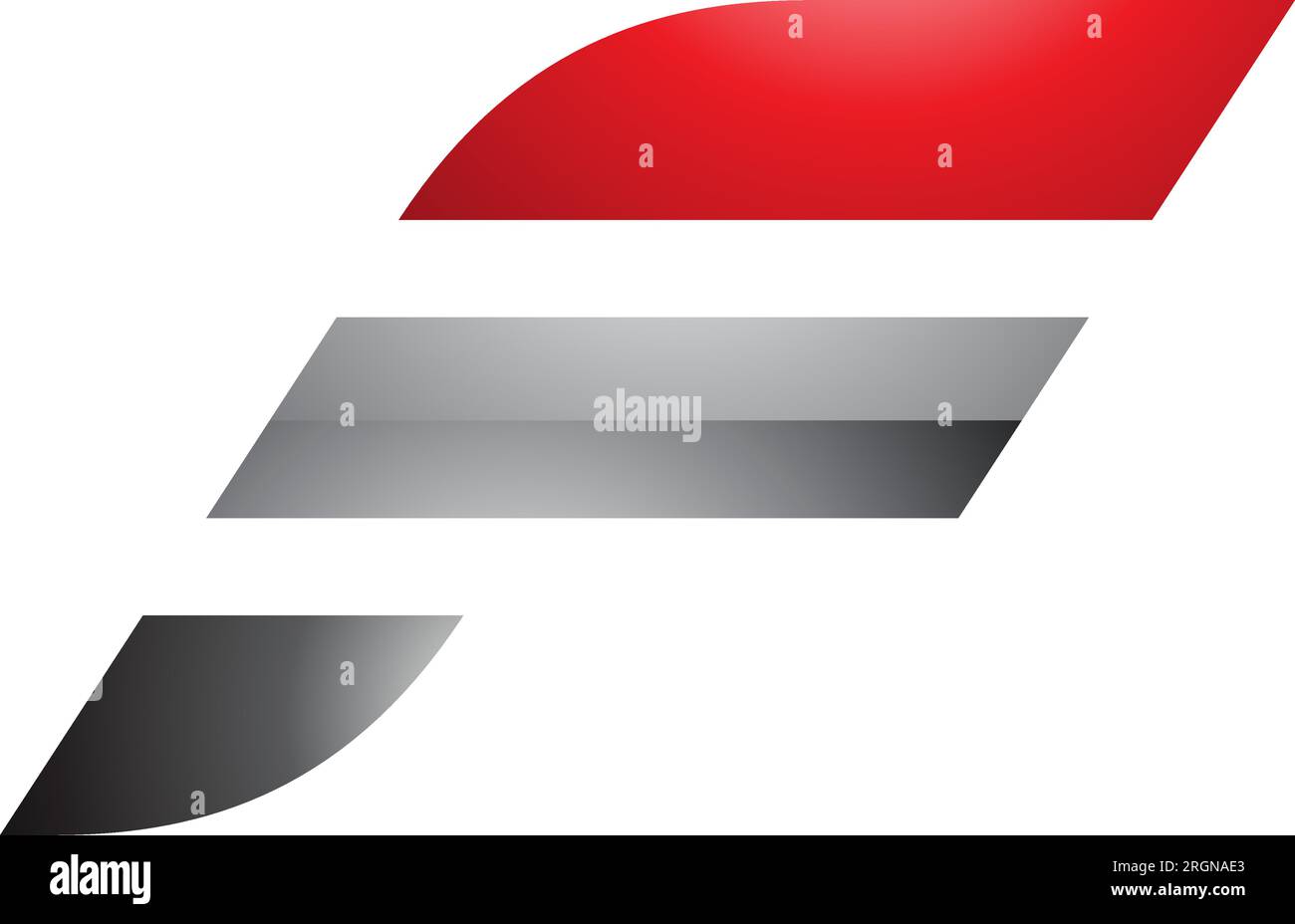 Red and Grey Glossy Letter F Icon with Horizontal Stripes on a White ...