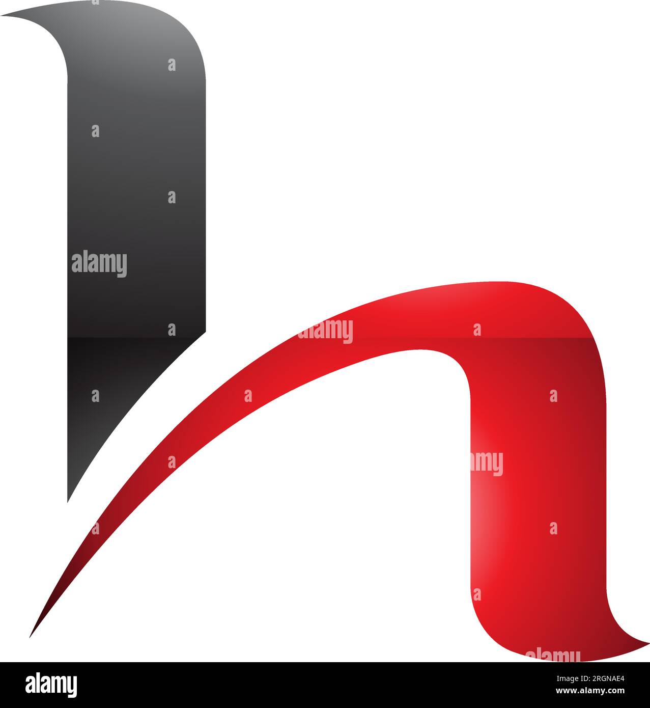 Red and Black Glossy Letter H Icon with Round Spiky Lines on a White ...