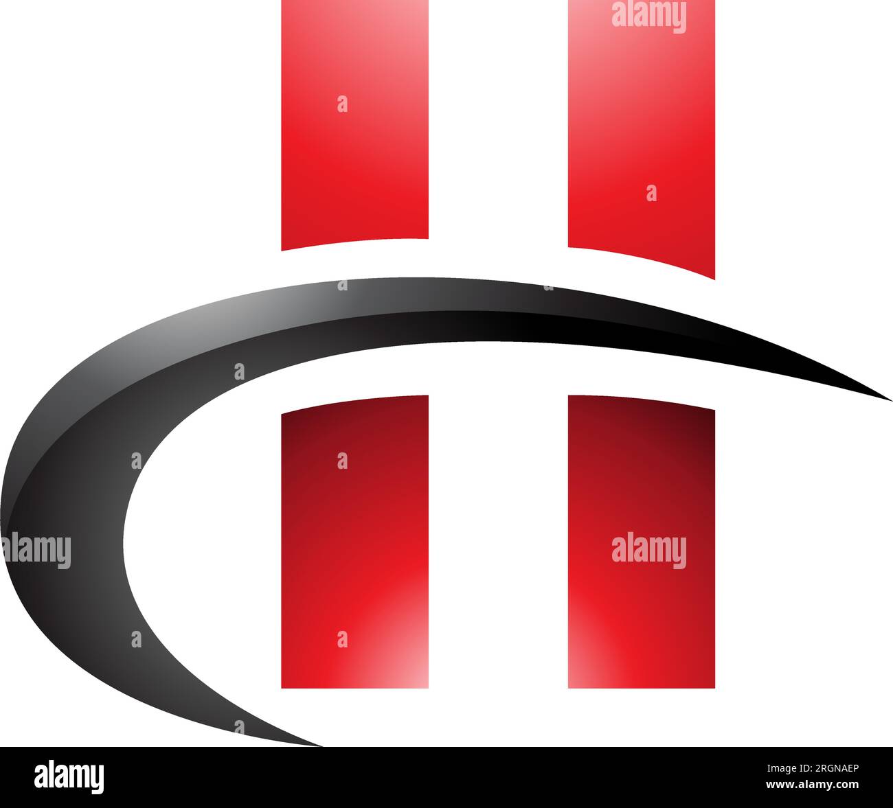 Red and Black Glossy Letter H Icon with Vertical Rectangles and a ...