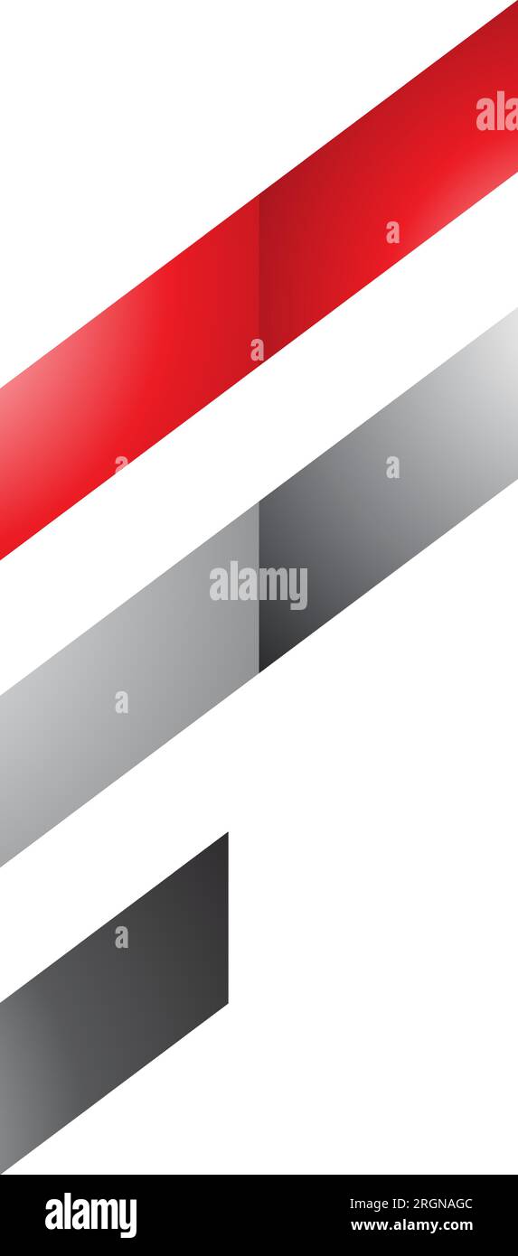 Red and Grey Glossy Letter F Icon with Diagonal Stripes on a White ...