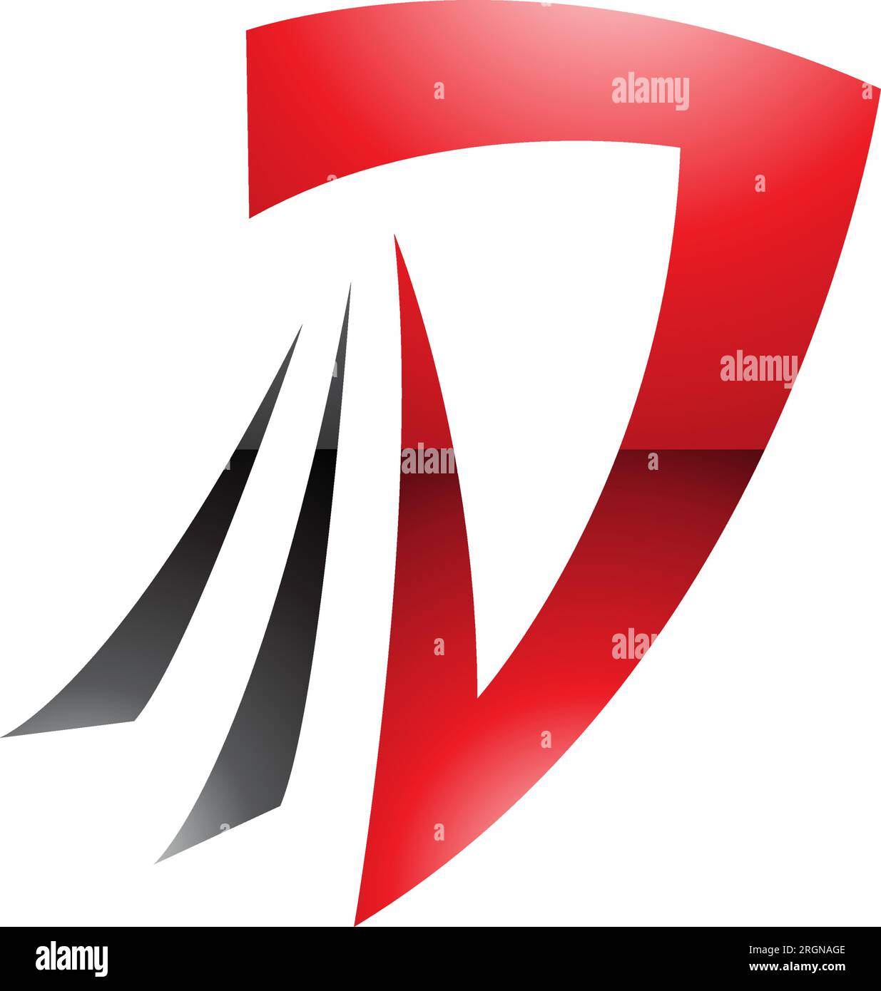 Red and Black Glossy Letter D Icon with Tails on a White Background ...