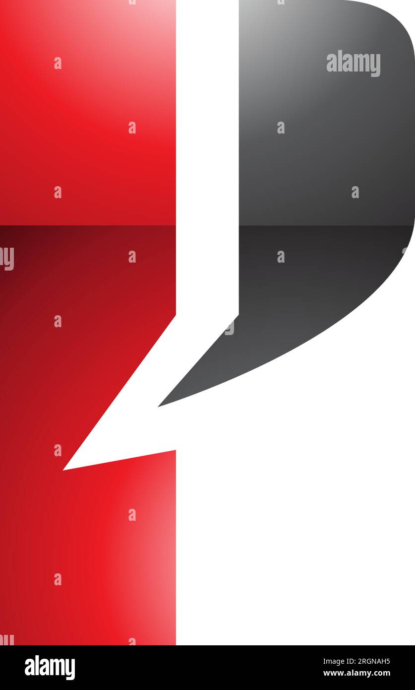 Red and Black Glossy Letter P Icon with a Bold Rectangle on a White ...