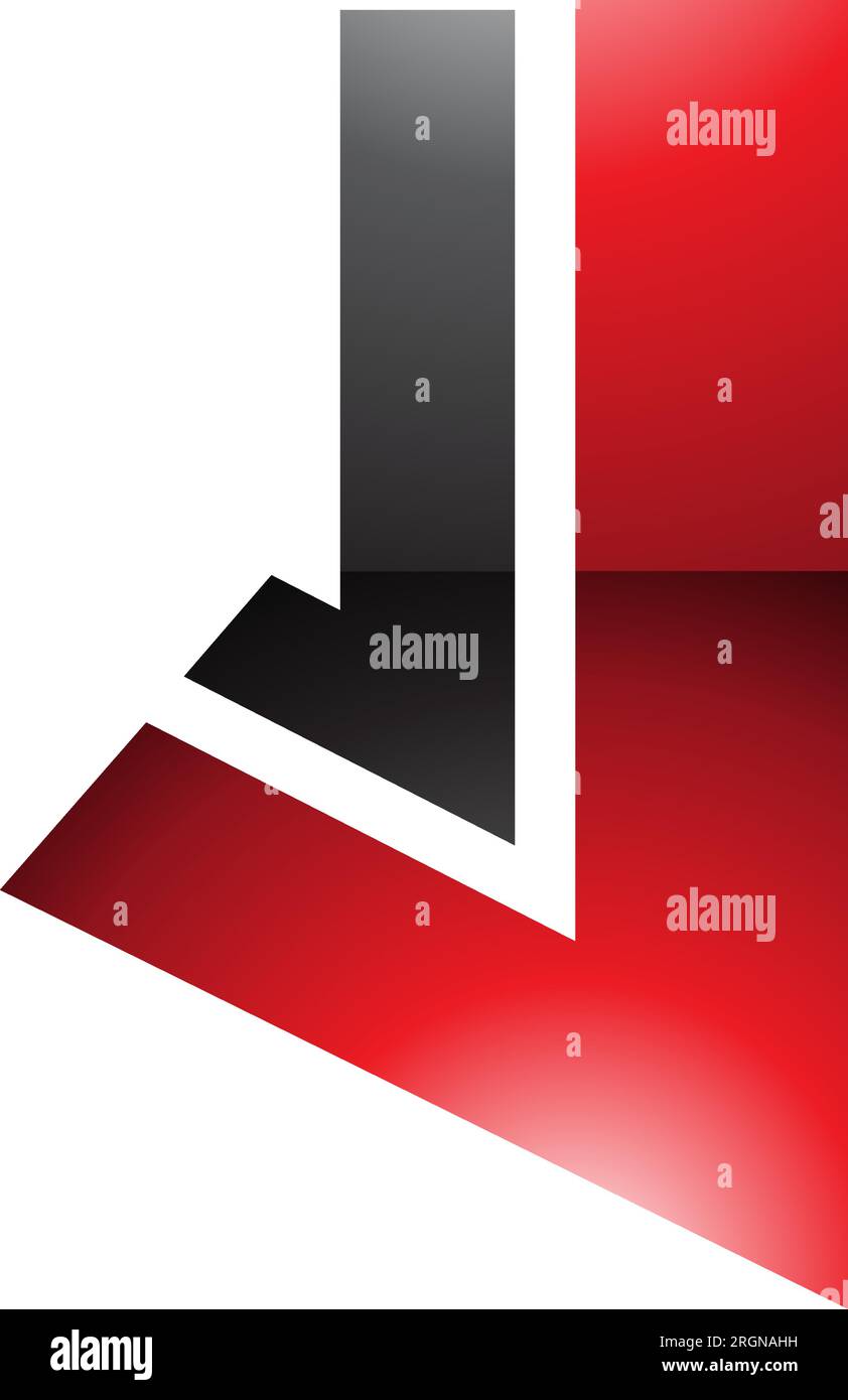 Red and Black Glossy Letter J Icon with Straight Lines on a White ...