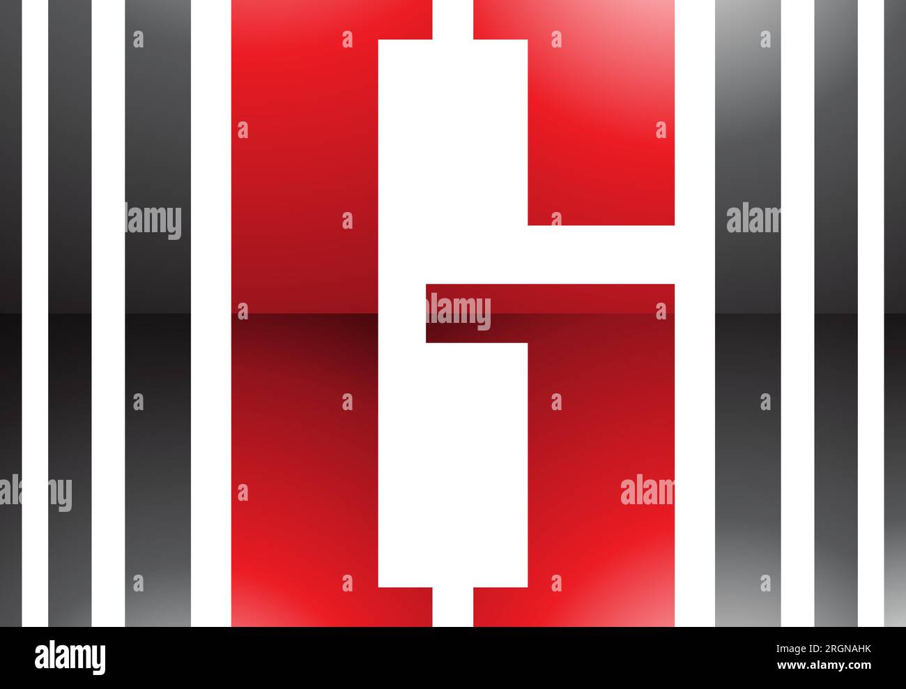 Red and Black Glossy Letter G Icon with Vertical Stripes on a White ...