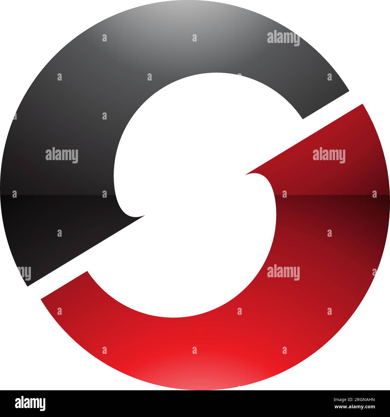 Red and Black Glossy Letter O Icon with an S Shape in the Middle on a ...