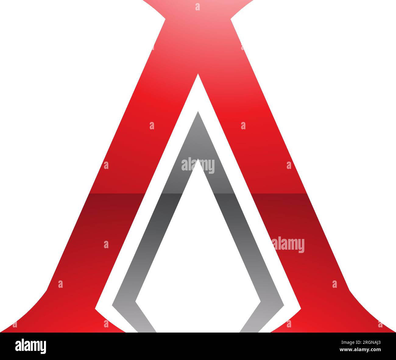 Red and Black Glossy Pillar Shaped Letter A Icon on a White Background ...