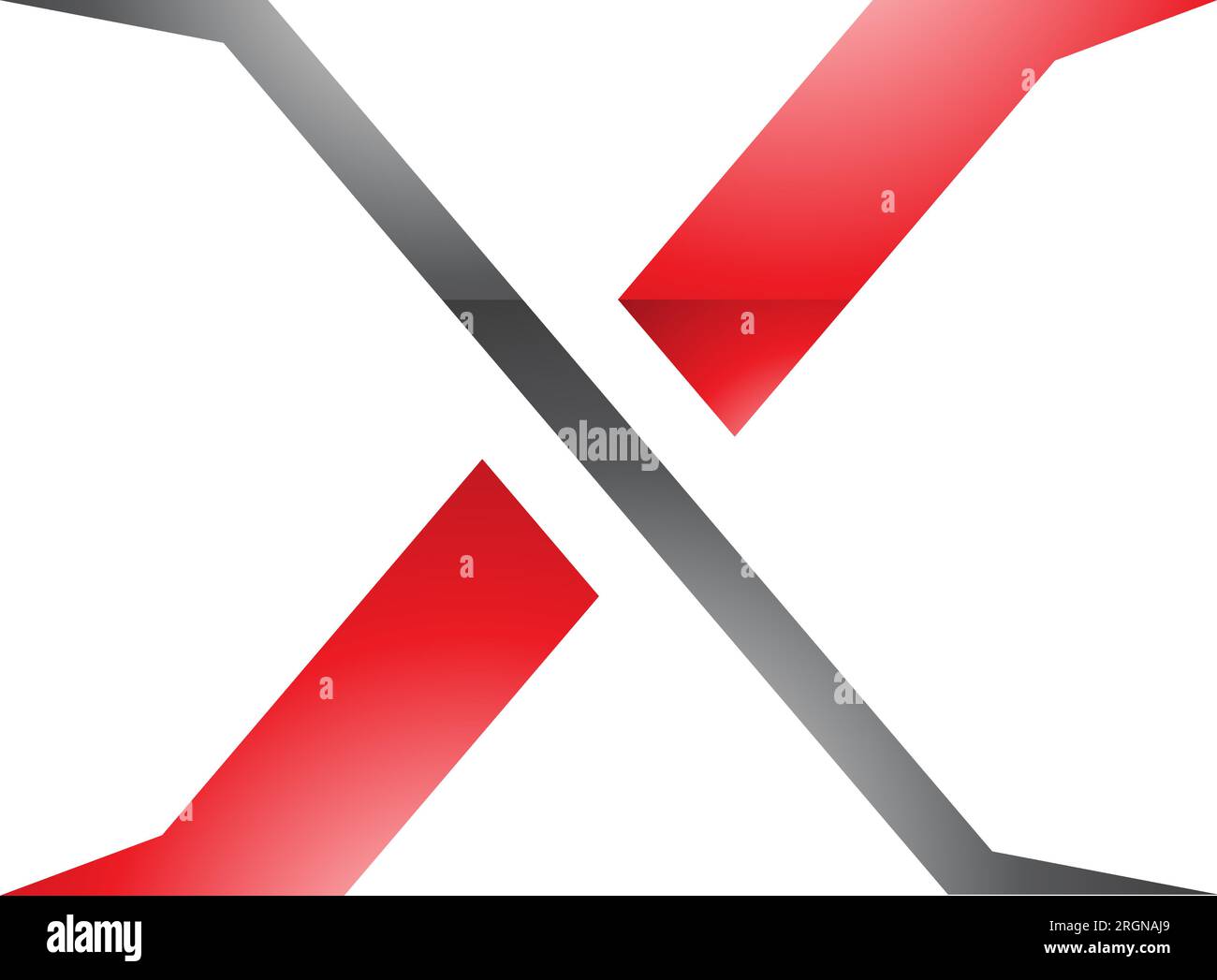 Red and Black Glossy Pointy Tipped Letter X Icon on a White Background ...
