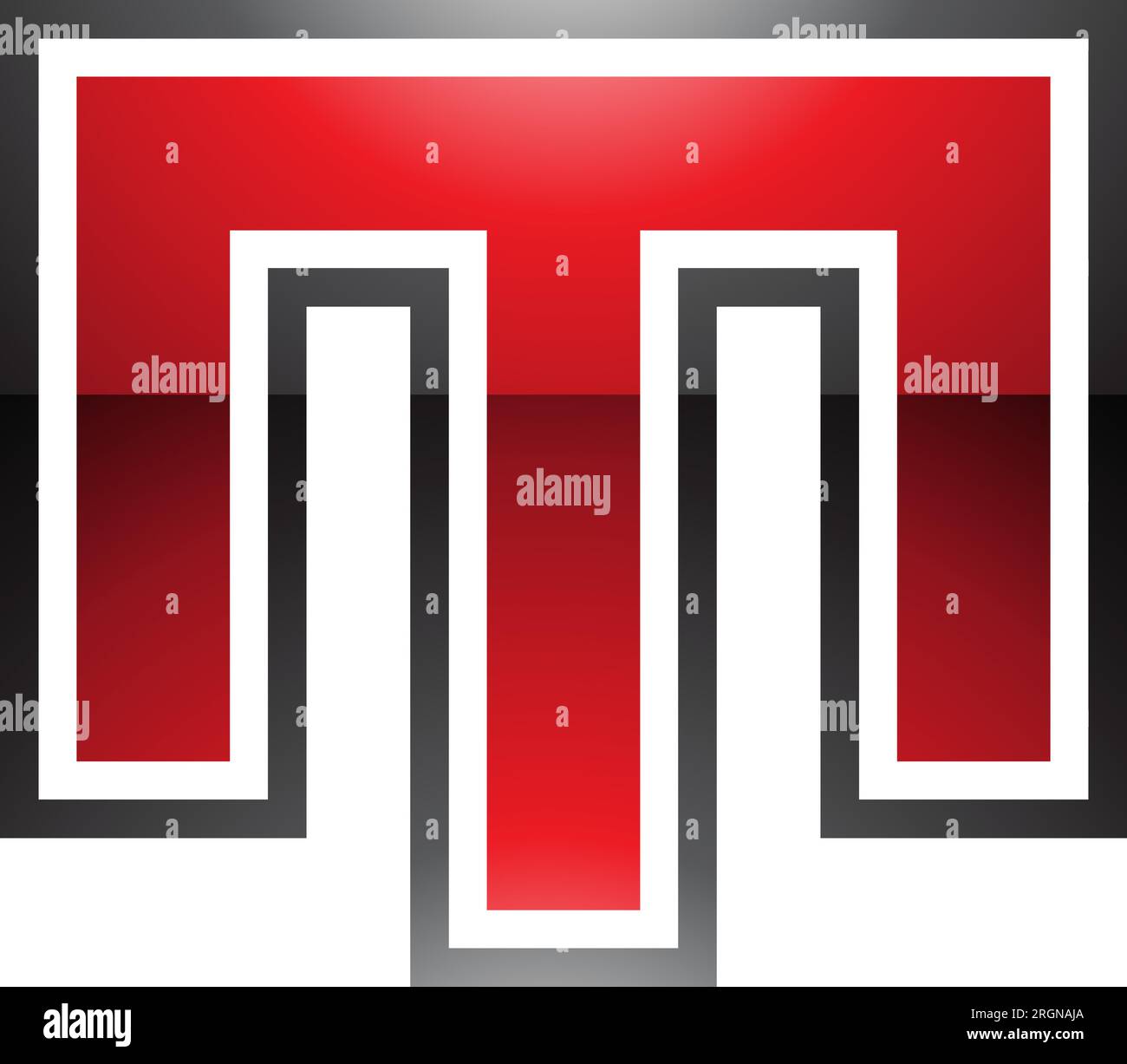 Red and Black Glossy Letter M Icon with an Outer Stripe on a White ...
